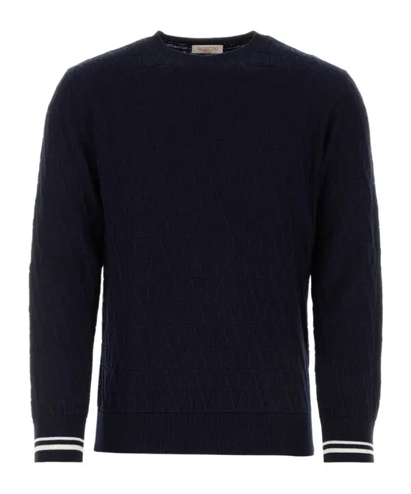Valentino Garavani All-over Logo Patterned Crewneck Jumper - Black