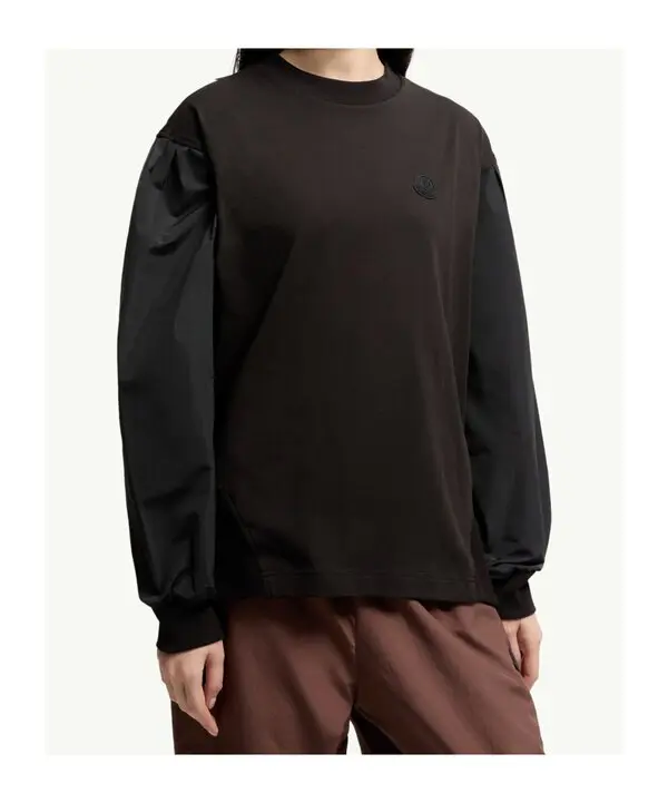 Moncler Pleated Sleeve Cotton Jersey Sweatshirt