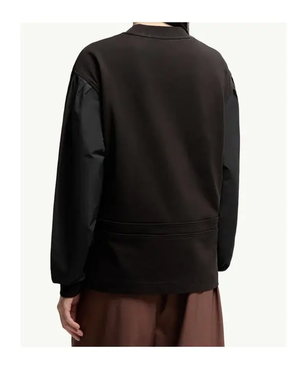 Moncler Pleated Sleeve Cotton Jersey Sweatshirt