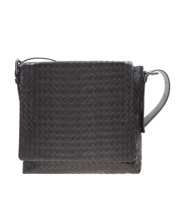 Bottega Veneta Woven Leather Shoulder Bag - Dark Brown
