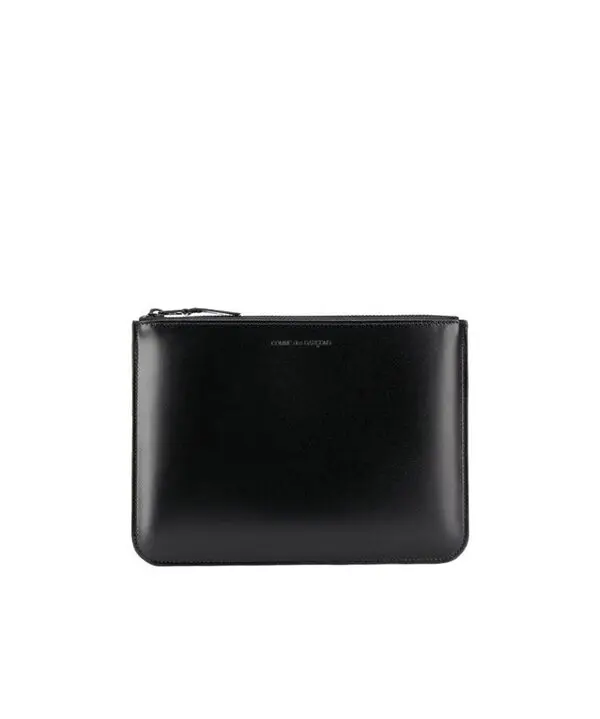 Comme Des Garçons Logo Embossed Zipped Wallet - Black