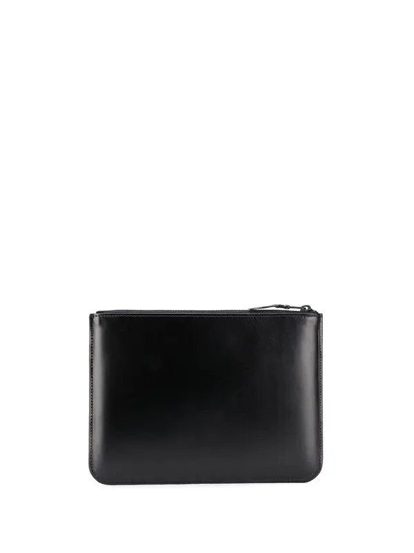Comme Des Garçons Logo Embossed Zipped Wallet - Black
