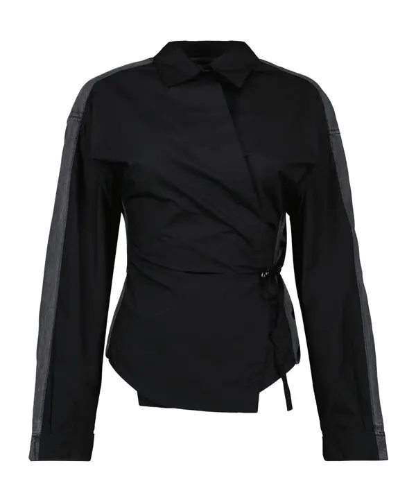 DIESEL® C-delphi-den Panelled Wrap Shirt - Black