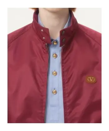Valentino Garavani Zip-up High Neck Jacket With Logo Patch