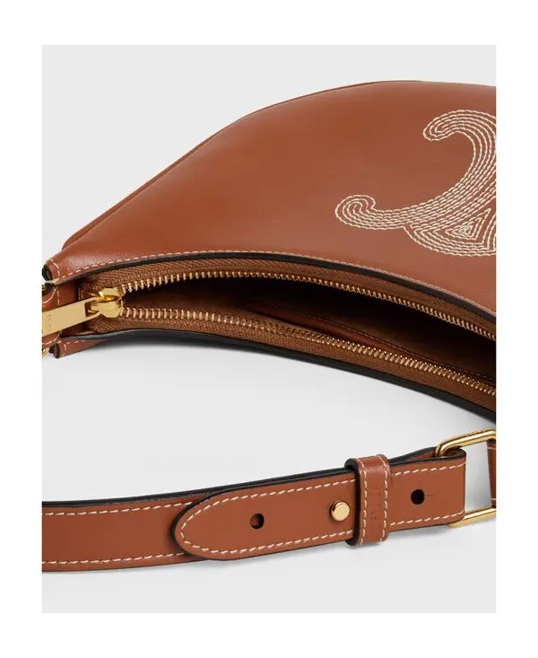Celine Ava Bag In Smooth Calfskin With Triomphe Embroidery - Tan