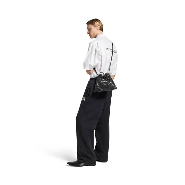 Balenciaga Logo Detailed Drawstring Shoulder Bag - Black