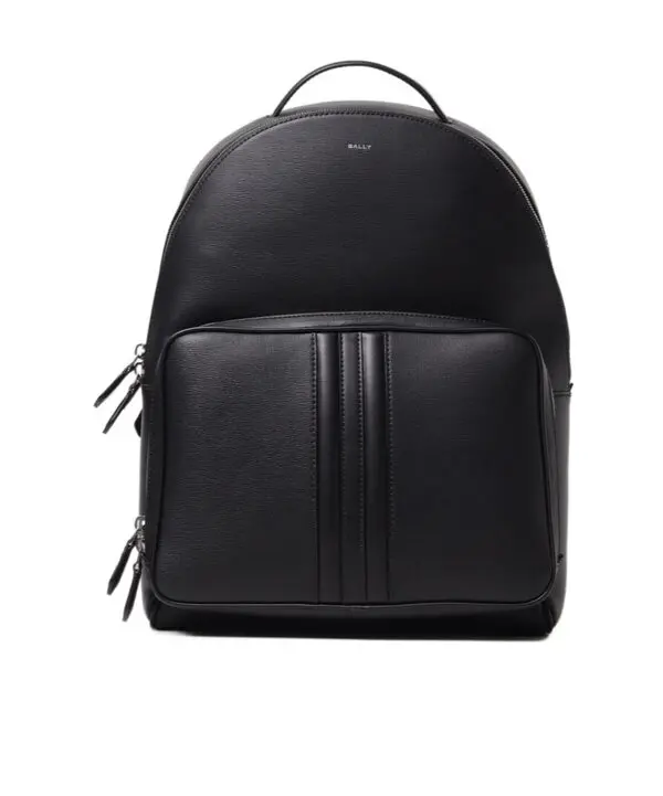 Bally Mythos Logo Printed Zip-up Backpack - Black