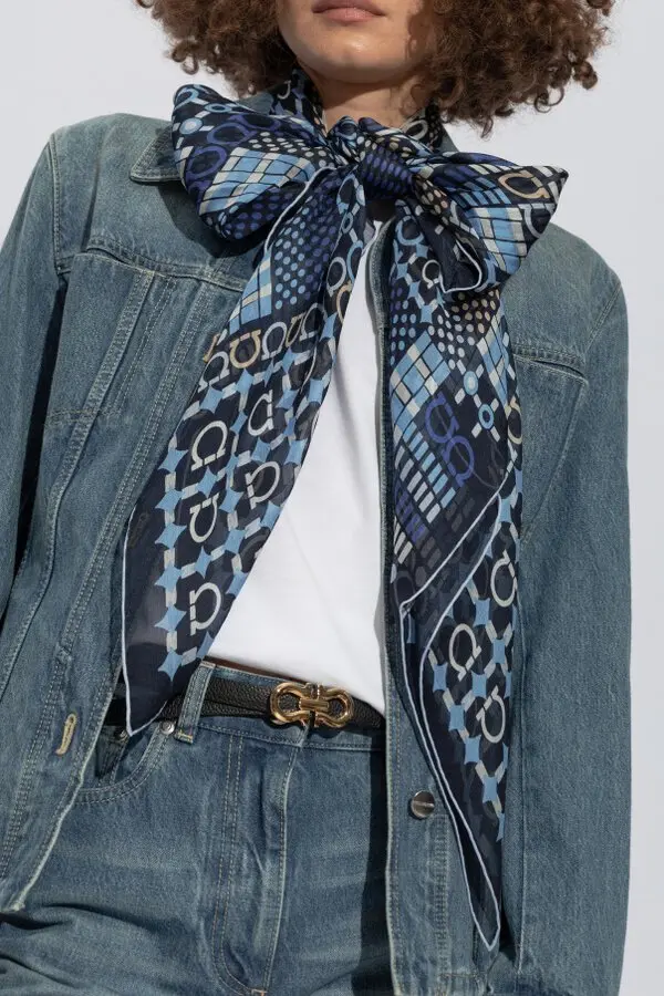 FERRAGAMO Pattern Silk Scarf - Black