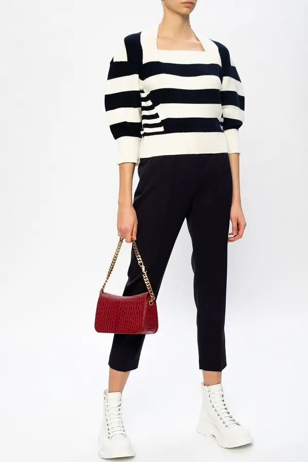 Alexander McQueen High Waist Cigarette Trousers - Black