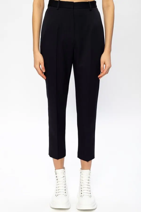 Alexander McQueen High Waist Cigarette Trousers - Black