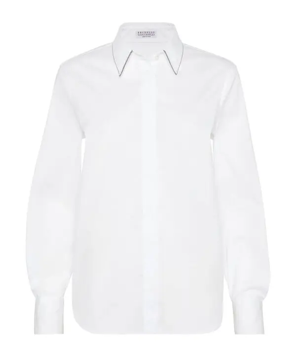 Brunello Cucinelli Monili Chain Detailed Long-sleeved Shirt