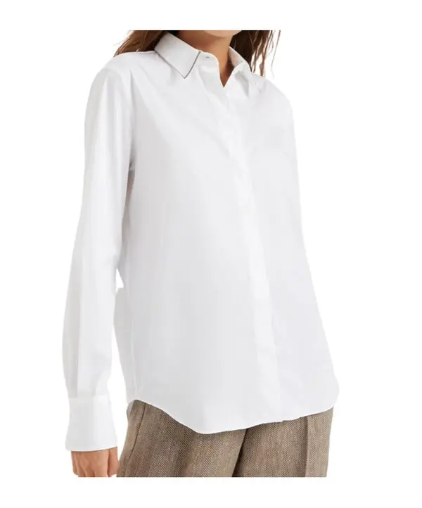 Brunello Cucinelli Monili Chain Detailed Long-sleeved Shirt