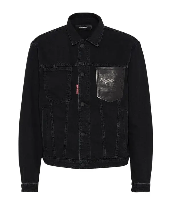 Dsquared2 Oversized Denim Jacket With Lapel Collar - Black