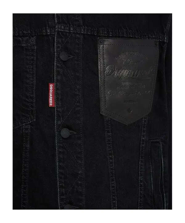 Dsquared2 Oversized Denim Jacket With Lapel Collar - Black