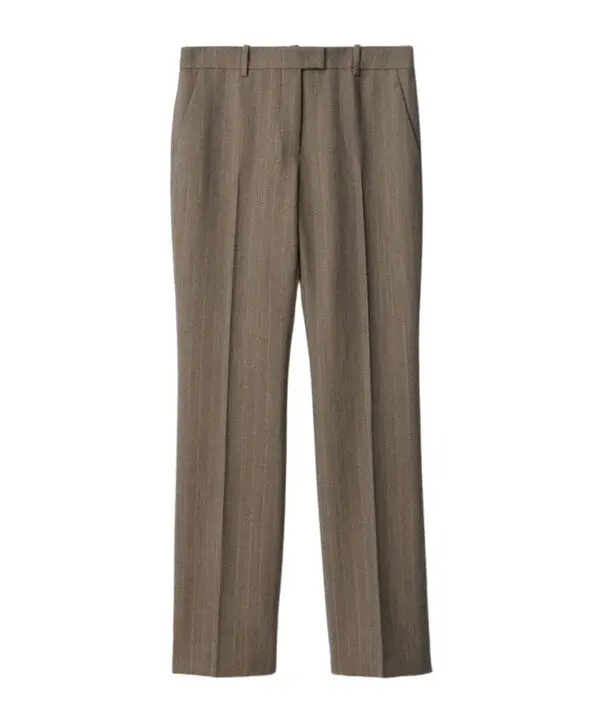 Burberry Striped Straight Trousers - Coffee Brown Mixed Colors