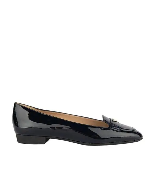 Emporio Armani Patent Leather Logo Flats - Black