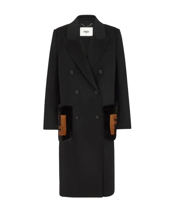 Fendi Double Breasted Trench Coat With Fur Pockets