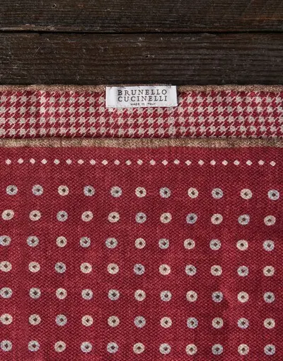 Brunello Cucinelli Geometric-print Pocket-square - Red