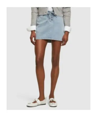 ROTATE BY BIRGER CHRISTENSEN Lace-up Denim Mini Skirt