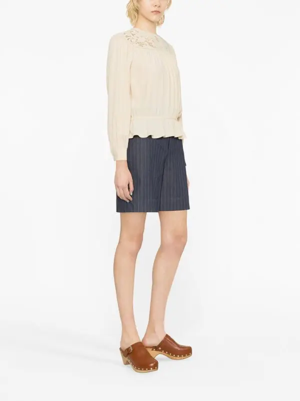 Celine Guipure Blouse In Silk Crepe And Acetate