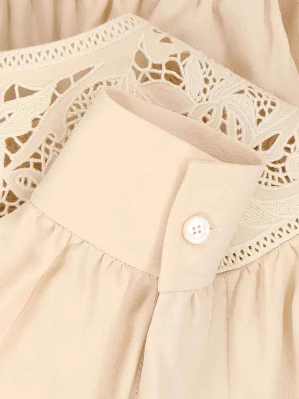 Celine Guipure Blouse In Silk Crepe And Acetate