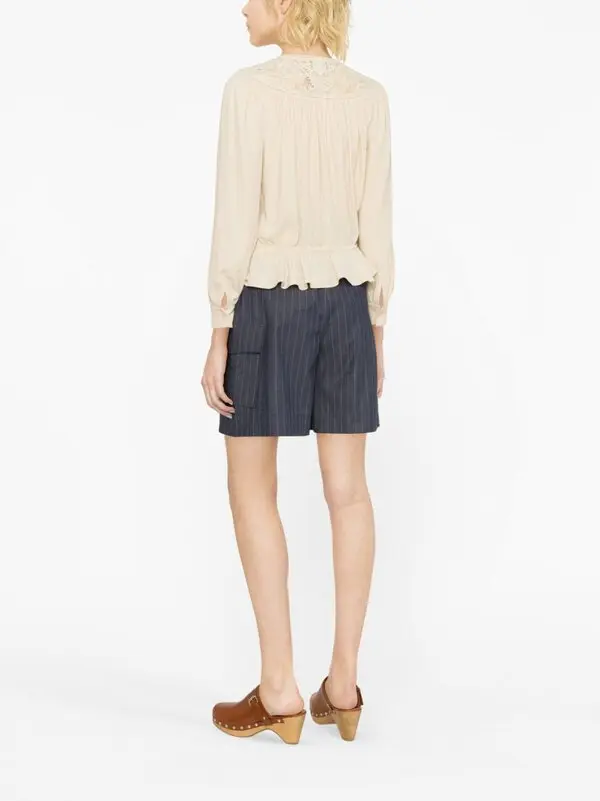 Celine Guipure Blouse In Silk Crepe And Acetate