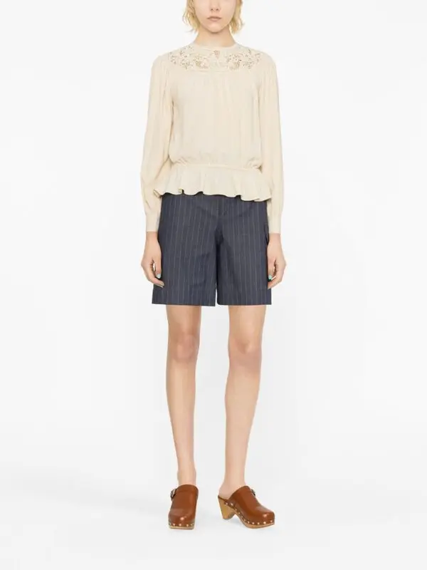 Celine Guipure Blouse In Silk Crepe And Acetate