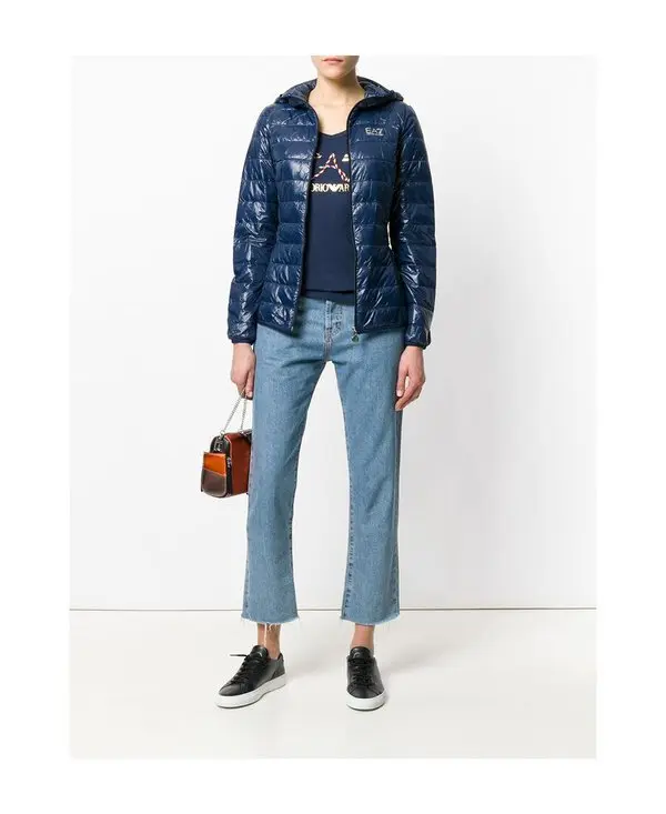 EA7 Quilted Hooded Puffer Jacket