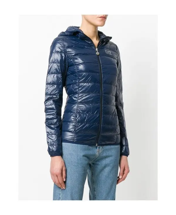 EA7 Quilted Hooded Puffer Jacket
