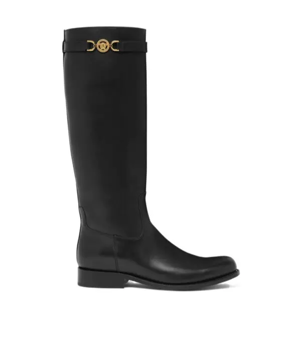 Versace Medusa '95 Round Toe Knee-high Boots - Black
