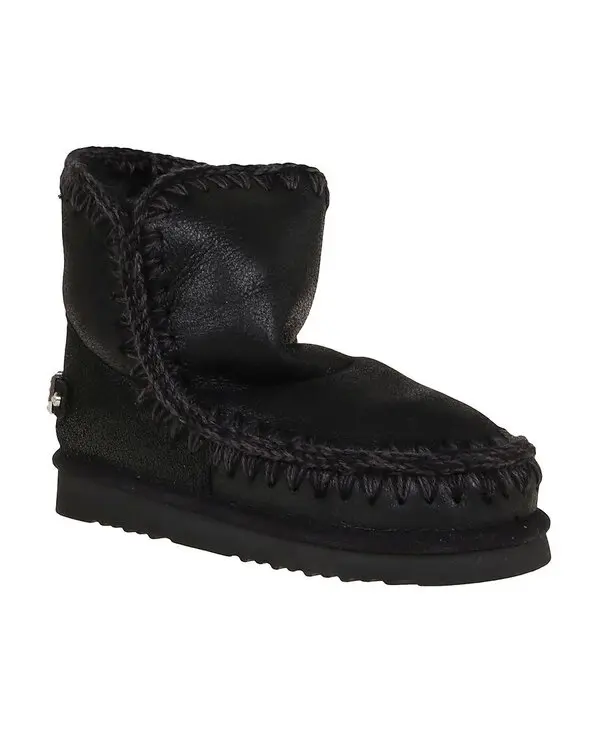Mou Eskimo 18 Stitched Trim Ankle Boots - Black