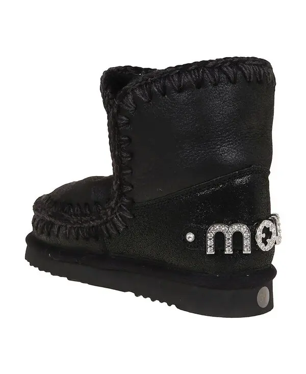 Mou Eskimo 18 Stitched Trim Ankle Boots - Black