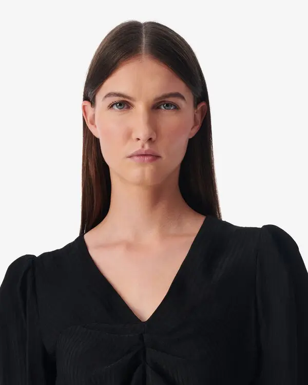 IRO PARIS Striped V-neck Blouse With Bubble Sleeves