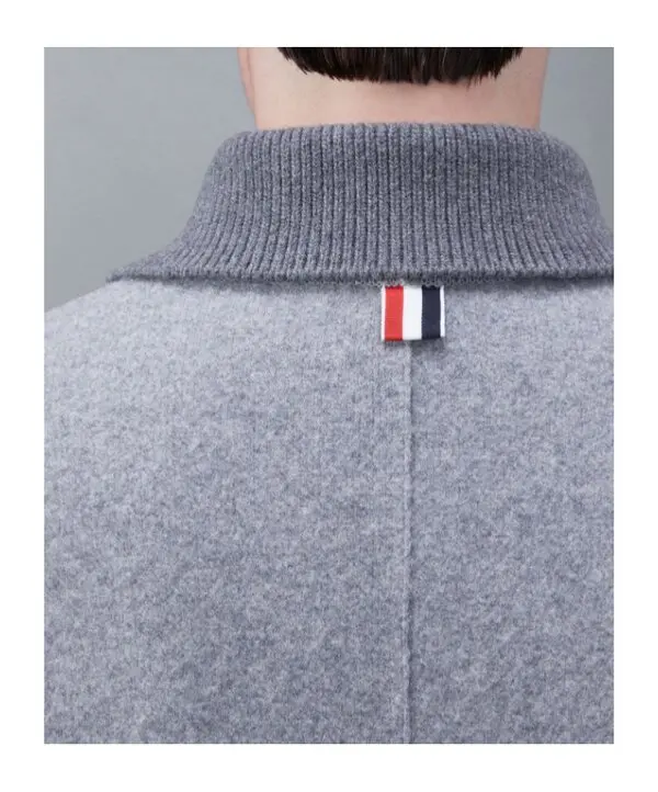 Thom Browne Coat With Stripe Detail And Logo Patch
