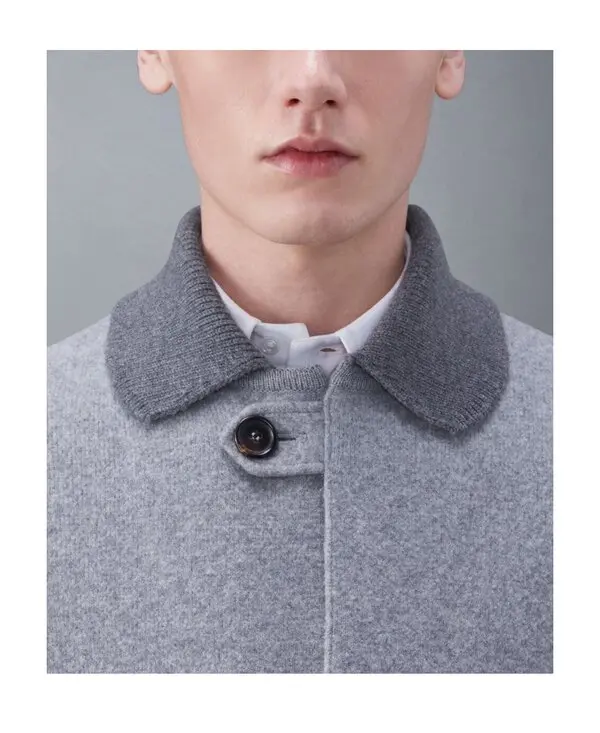 Thom Browne Coat With Stripe Detail And Logo Patch