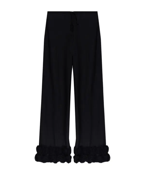 Oseree Floral Appliqué Wide-leg Trousers