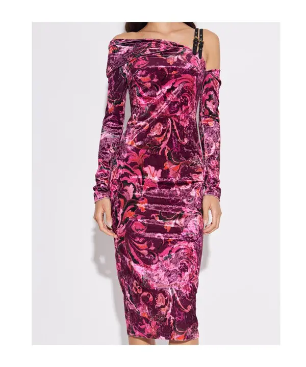 Versace Printed Buckled Midi Dress