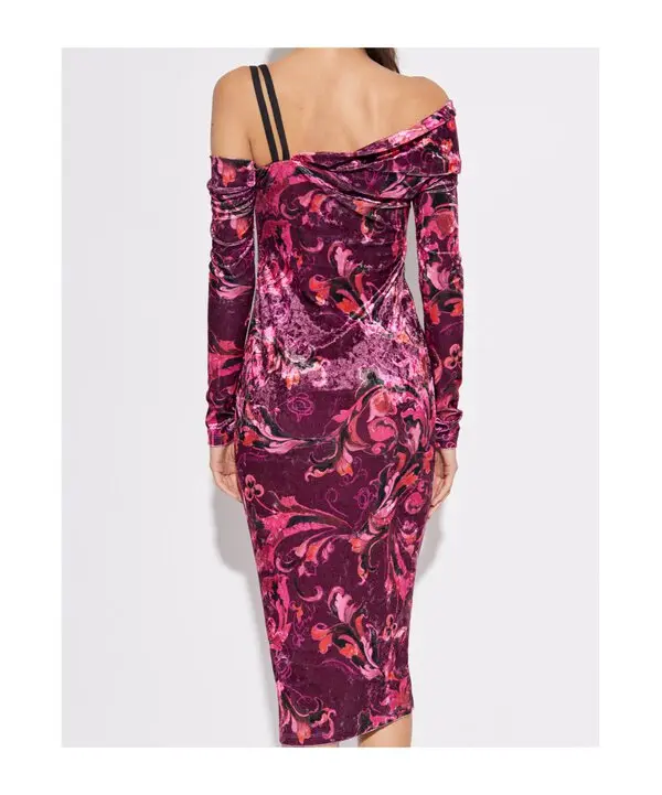 Versace Printed Buckled Midi Dress