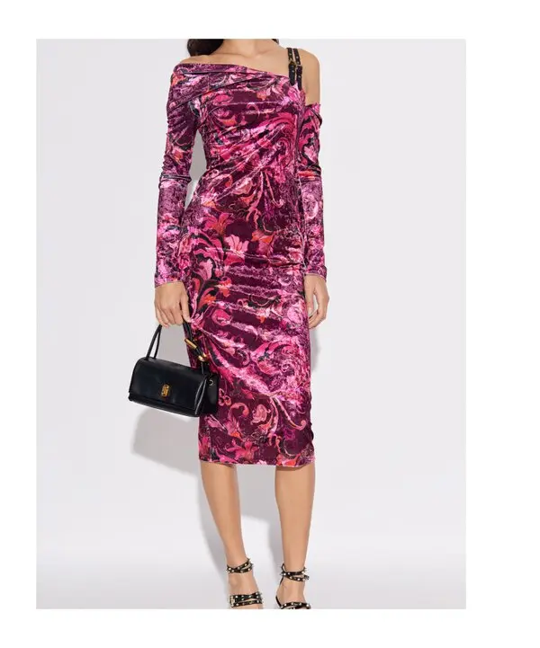 Versace Printed Buckled Midi Dress