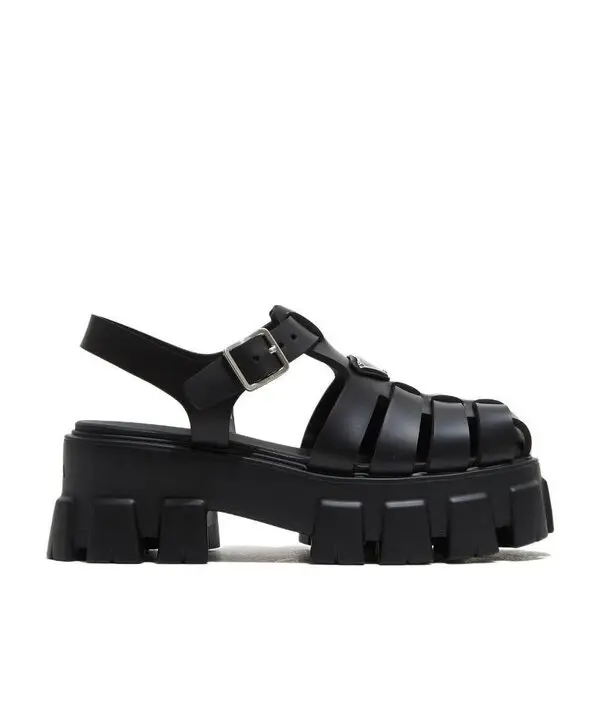 Prada Monolith Foam Rubber Platform Sandals - Black
