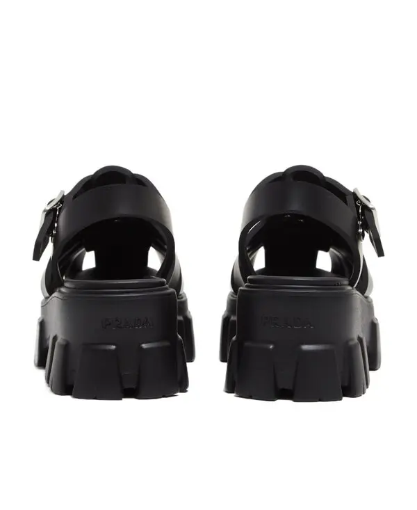 Prada Monolith Foam Rubber Platform Sandals - Black
