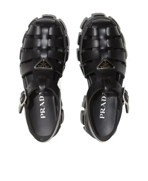 Prada Monolith Foam Rubber Platform Sandals - Black