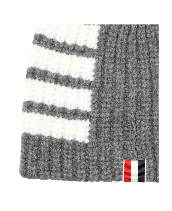 Thom Browne 4-bar Stripe Knitted Beanie - Gray
