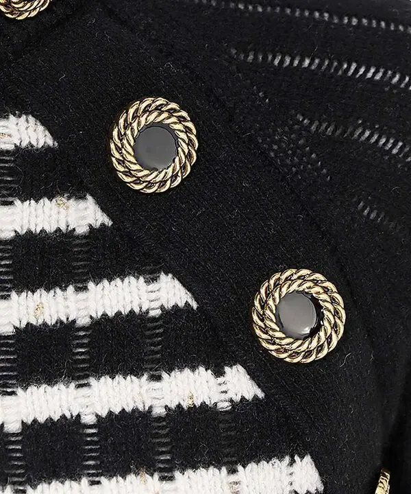 Balmain Striped Knitted Top With Decorative Buttons