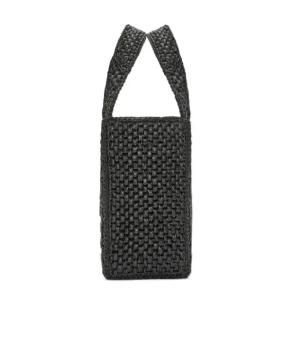 Loewe Logo Embroidered Raffia Tote Bag - Black