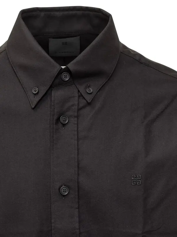 Givenchy 4g Embroidered Long-sleeved Shirt - Black