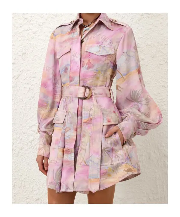 Zimmermann Dawning Belted Cargo Mini Dress