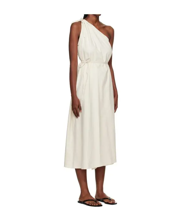 BASERANGE One-shoulder Midi Dress With Asymmetrical Hem - White