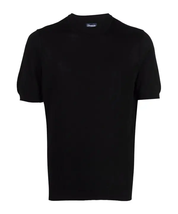 DRUMOHR Fine Knit Mock-neck T-shirt - Black