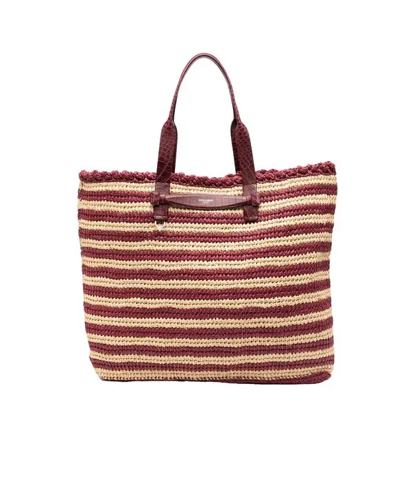 Dolce & Gabbana Striped Raffia Tote Bag - Bordeaux Red